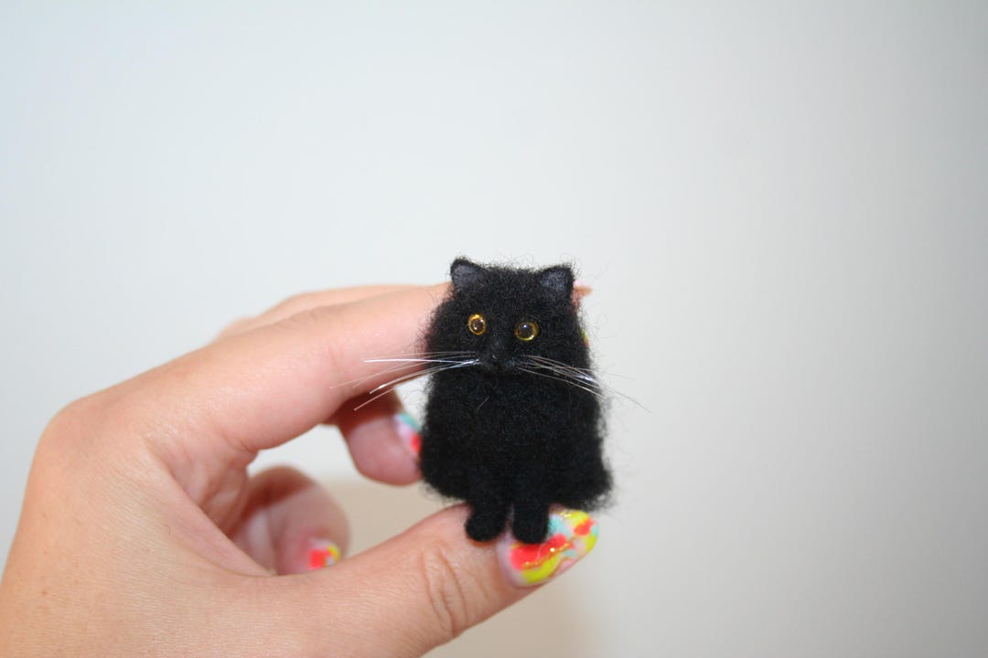Miniature Dollhouse Cat. Miniature Needle Felted Cat. Black Cat. Kitty ...