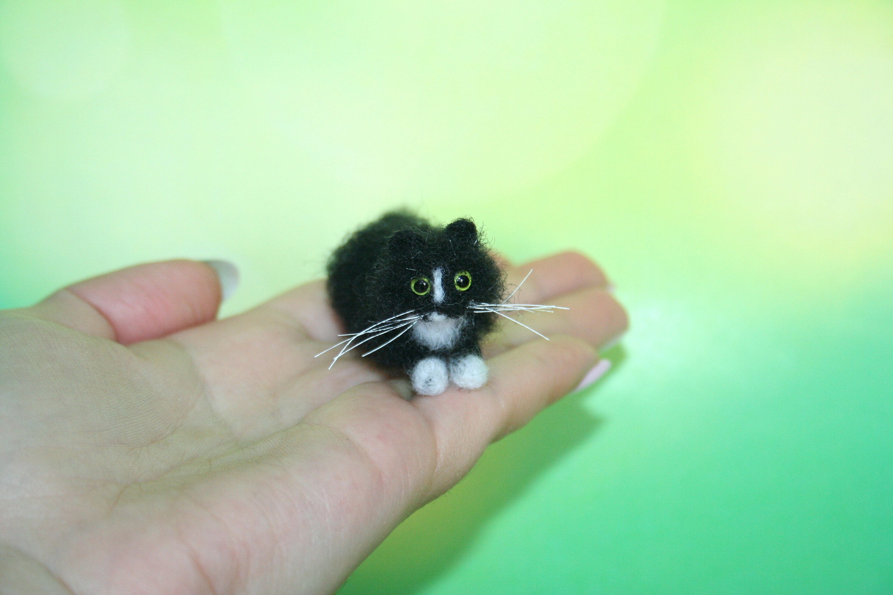 Miniature Dollhouse Cat. Miniature Needle Felted Cat. Black | Etsy