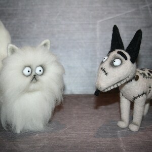 Frankenweenie Cat Mr. Whiskers. Needle Felted Cat. White Cat. Kitty ...