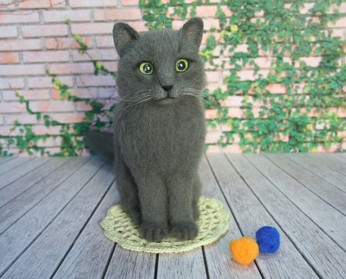 Needle Felted Cat. Gray Felted Cat. Kitten. Custom Cat | Etsy