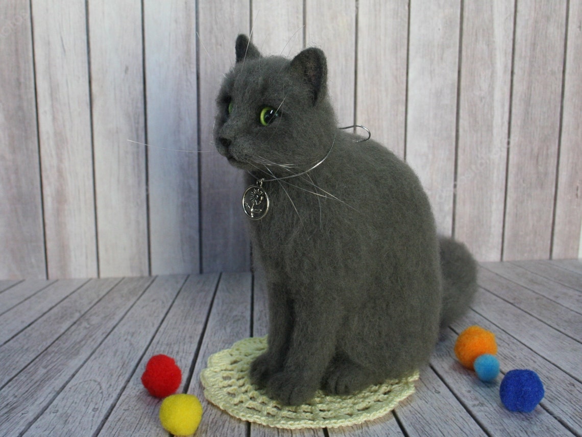 Needle Felted Cat. Gray Felted Cat. Kitten. Custom Cat | Etsy