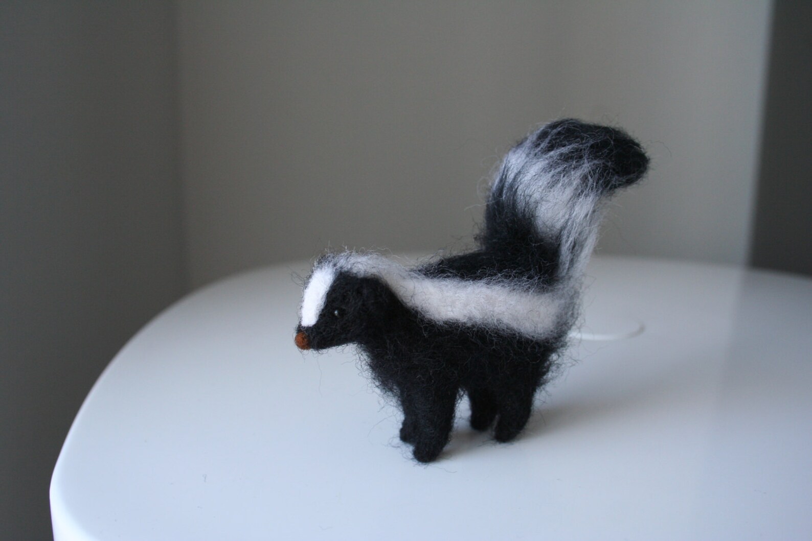 Miniature Needle Felted Skunk. Black and White. Skunk. Realistic Skunk ...