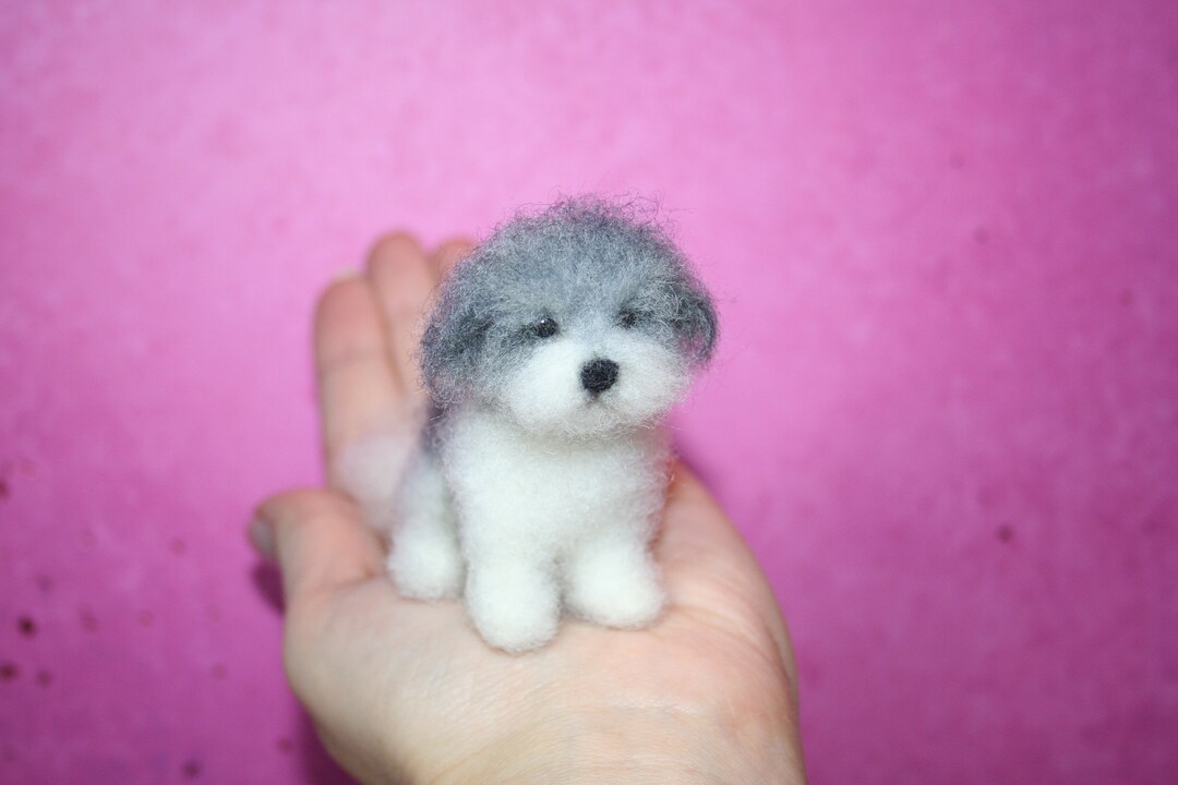 Needle Felted Dog.felted Cotton Tulear/poodle. Dollhouse Dog.miniature ...