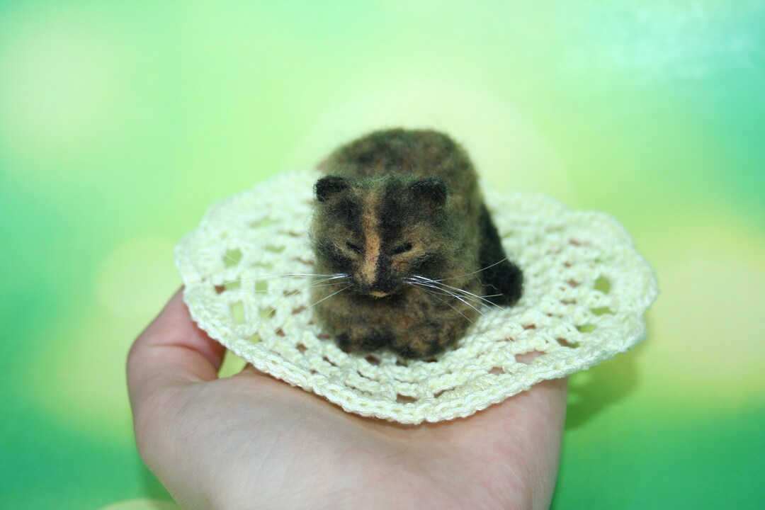 Miniature Tortoise Сat. Needle Felted Cat. Kitty. Realistic Cat. Pet ...