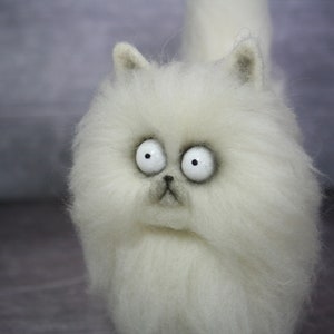 Frankenweenie Cat Mr. Whiskers. Needle Felted Cat. White Cat. Kitty ...