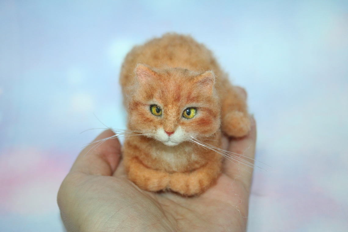 Miniature Orange Tabby Cat. Needle Felted Cat. Orange Cat. - Etsy
