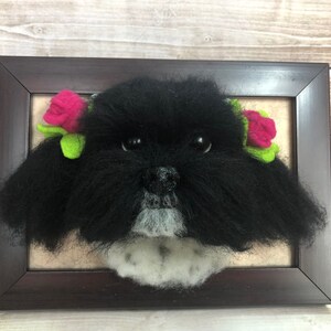 Shih Tzu. Dog Portrait Sculpture in Frame. Framed Pet . Needle Felted ...