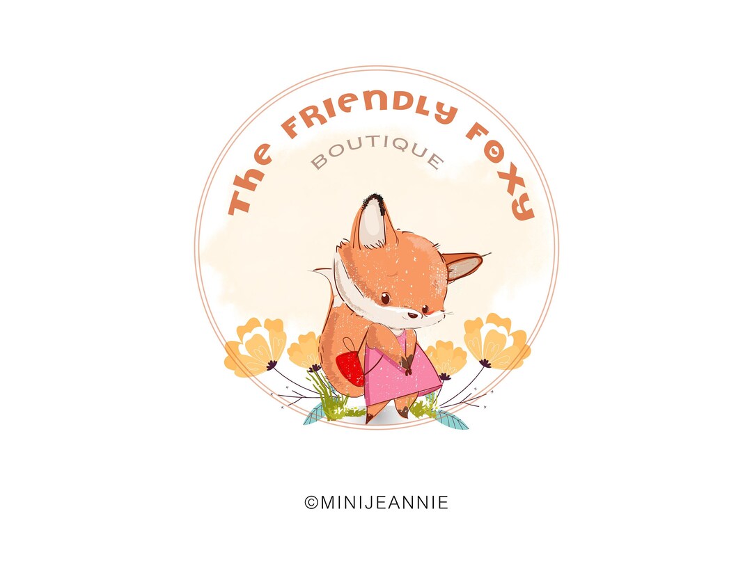 Baby Fox Logo, Fox Girl Logo, Baby Animal Logo, Kids Boutique Logo ...