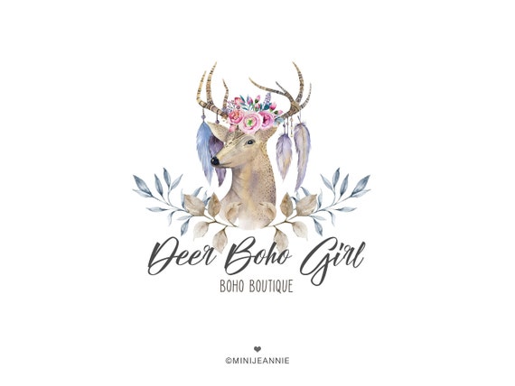 Deer Logo-doe Logo-animal Logo-boho Animal Logo-nature | Etsy