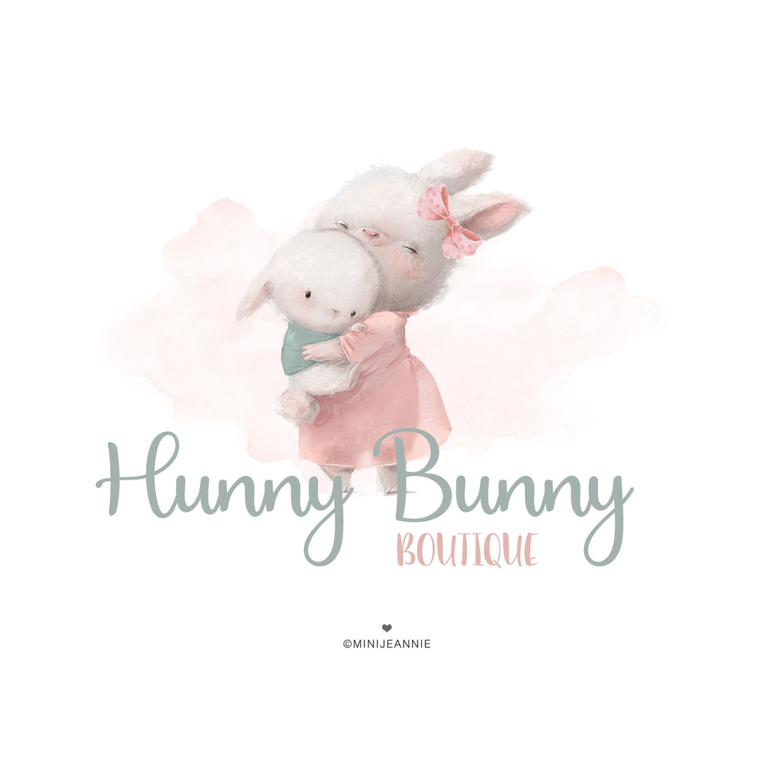 Rabbit Logo-bunny Logo Mom and Baby-cottontail Logo-baby Animal Logo ...