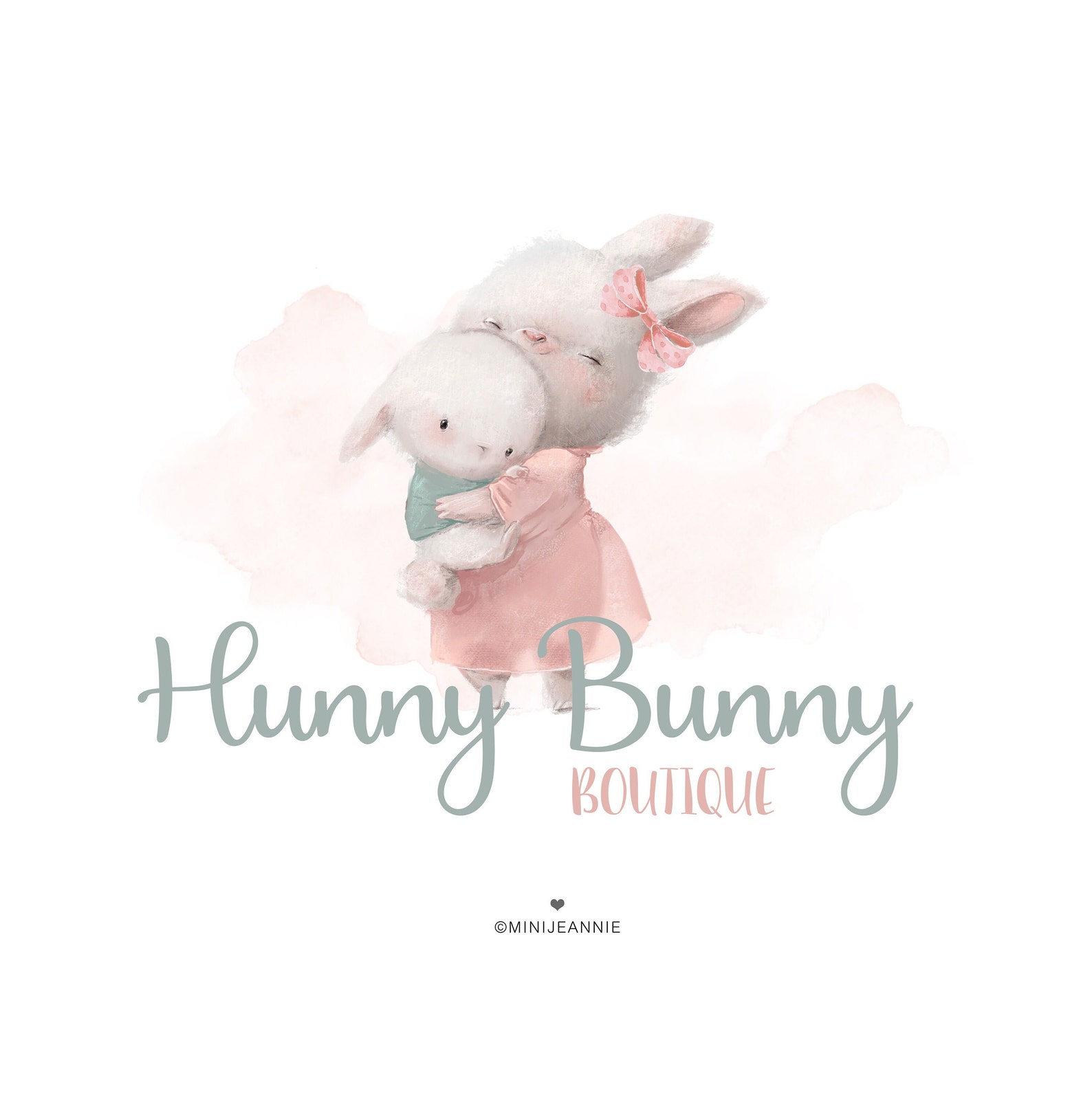 Rabbit Logo-bunny Logo Mom and Baby-cottontail Logo-baby Animal Logo ...