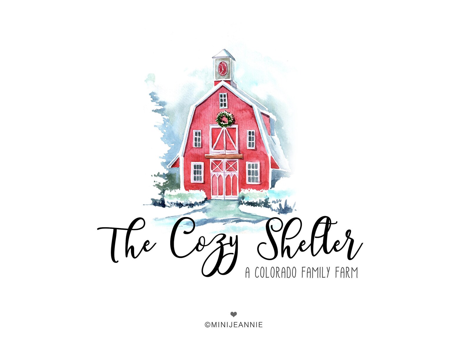 Winter Barn Logo-red Barn Logo-country Logo-cozy Barn House - Etsy