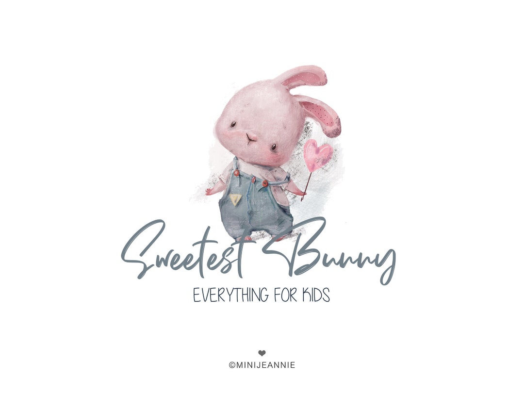 Sweet Bunny Logo, Baby Bunny With Lollipop Logo, Cottontail Logo ...