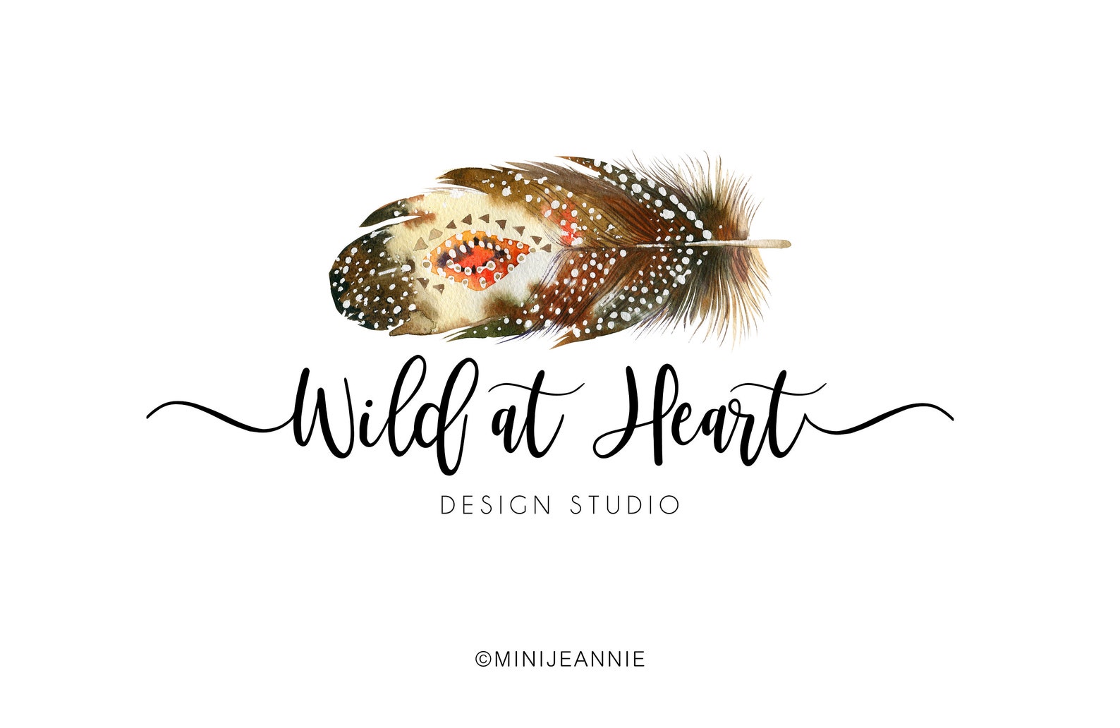 Feather Logo-boho Feather Logo-rustic Logo-tribal Logo-etsy - Etsy