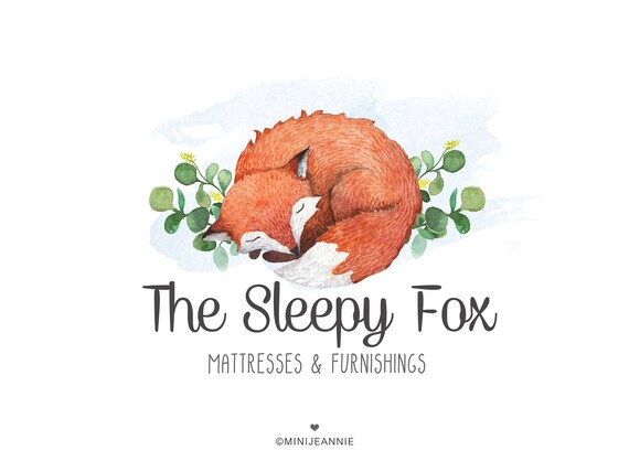 Premade Logo-fox Logo-sleeping Fox Logo-animal Logo-forest | Etsy