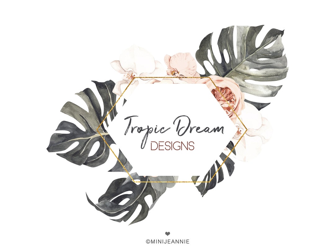 Boho Floral Logo, Tropical Floral Logo, Geometric Flower Logo, Modern ...