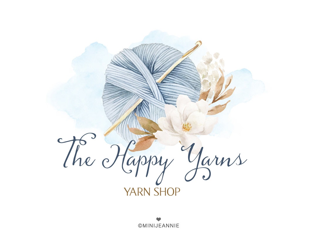 Watercolor Crochet Logo Design, Yarn Logo, Crochet Hook Logo, Knitter Logo, Wool Logo, Knitting ...