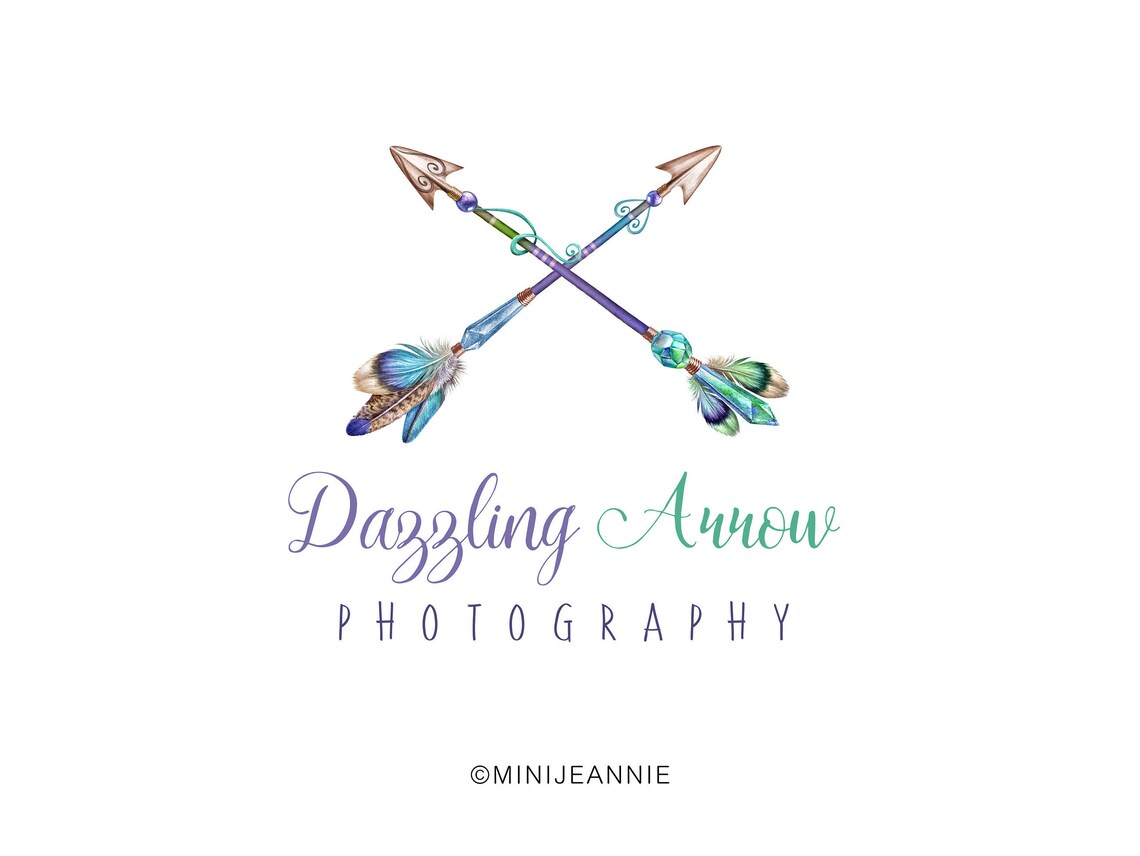 Arrow Logo-Boho Logo-Etsy logo-Arrow Cross Logo-Feather | Etsy
