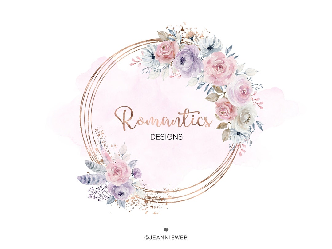 Floral Logo - Premade Round Flower Logo - Circular Floral Logo - Circle ...