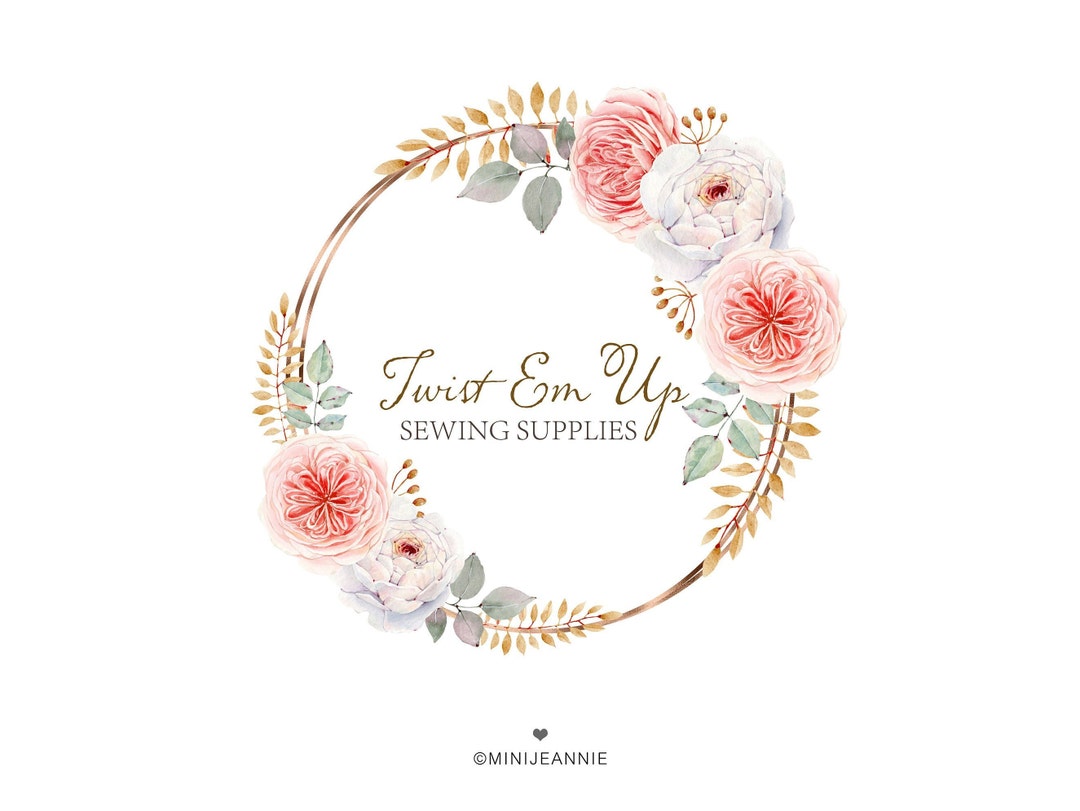 Circle Floral Logo-round Flower Logo-circle Logo-feminine Logo-pink and ...