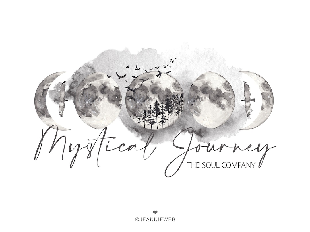 Phases of Moon Logo - Moon Logo - Spiritual Logo - Mystic Logo - Tarot ...