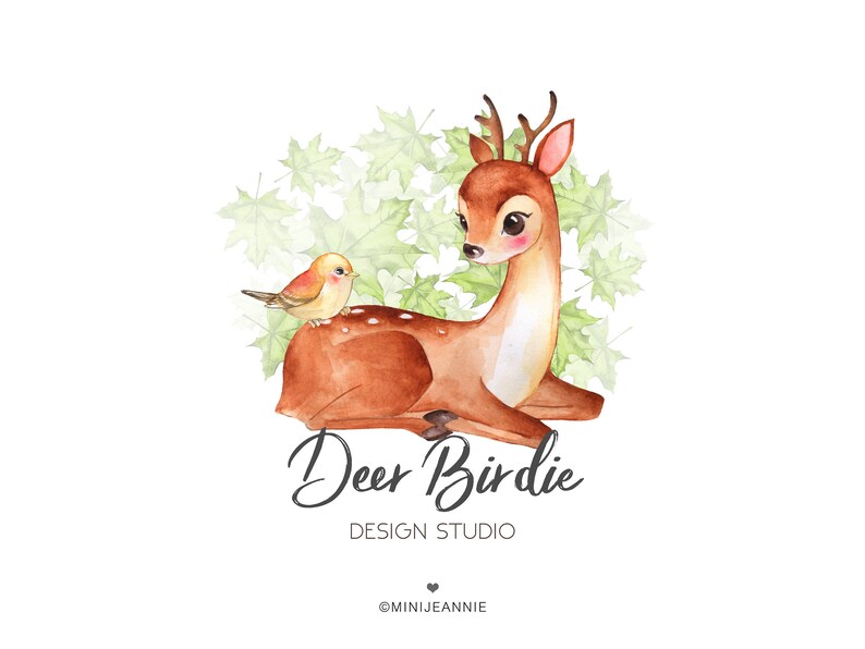 Deer Logo-bird Logo-doe Logo-fawn Logo-animal Logo-baby Animal - Etsy