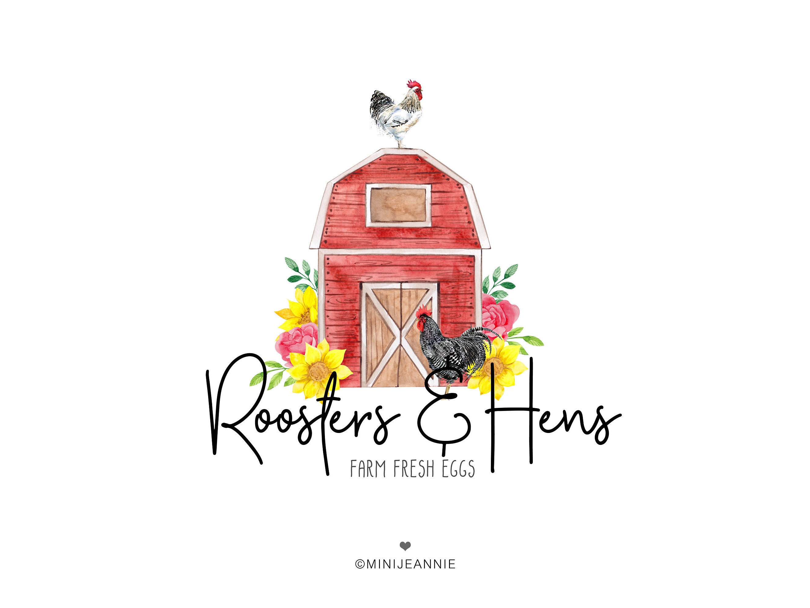 Beautiful Barn Logo-farmhouse Logo-farm Logo-farm Floral - Etsy