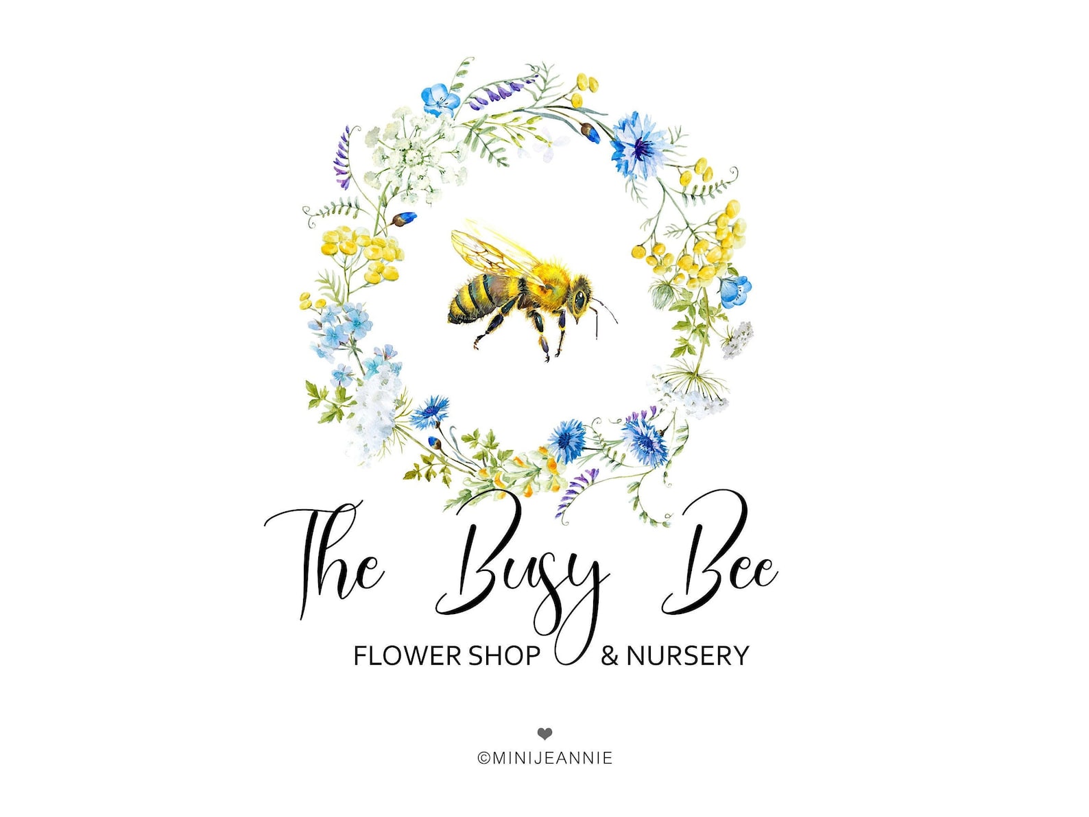 Bee Logo Bumblebee Logo Wreath Logo Insect Logo Bee | Etsy