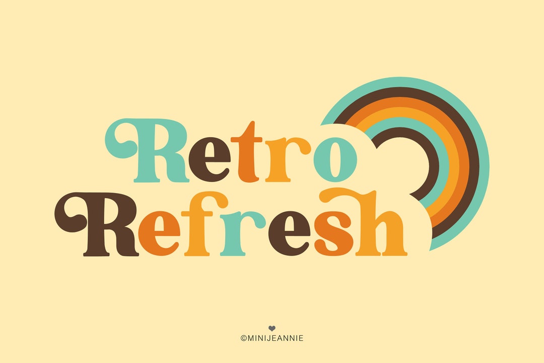 Retro Rainbow Logo - Groovy Logo - Sun Logo - Sky Logo - Hippie Logo ...