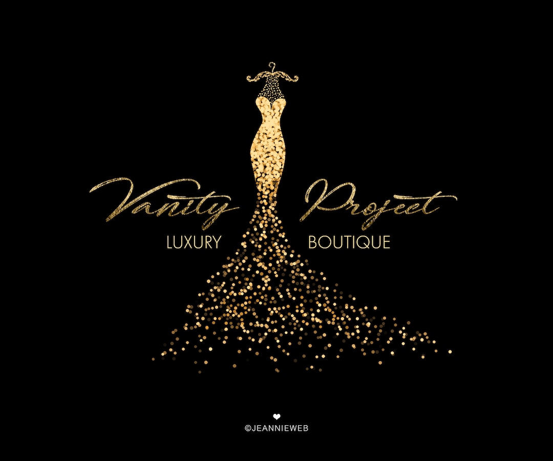 Dress Logo, Boutique Logo, Couture Logo, Evening Gown Logo, Gold ...