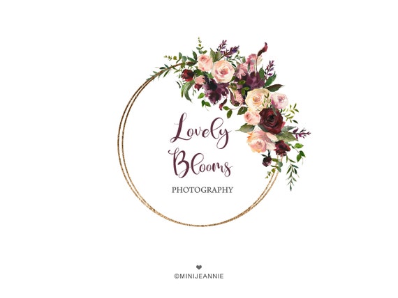 Floral Logo Rustic Floral Logo Country Floral Logo Round | Etsy