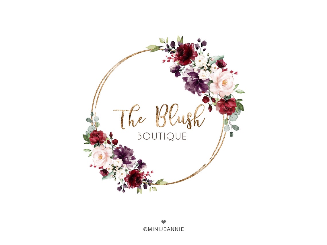 Circle Floral Logo-flower Logo-round Floral Logo-floral Logo-rose ...