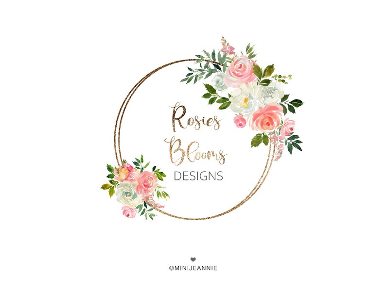 Pink Floral Logo Round Flower Logo Floral Circle Logo - Etsy
