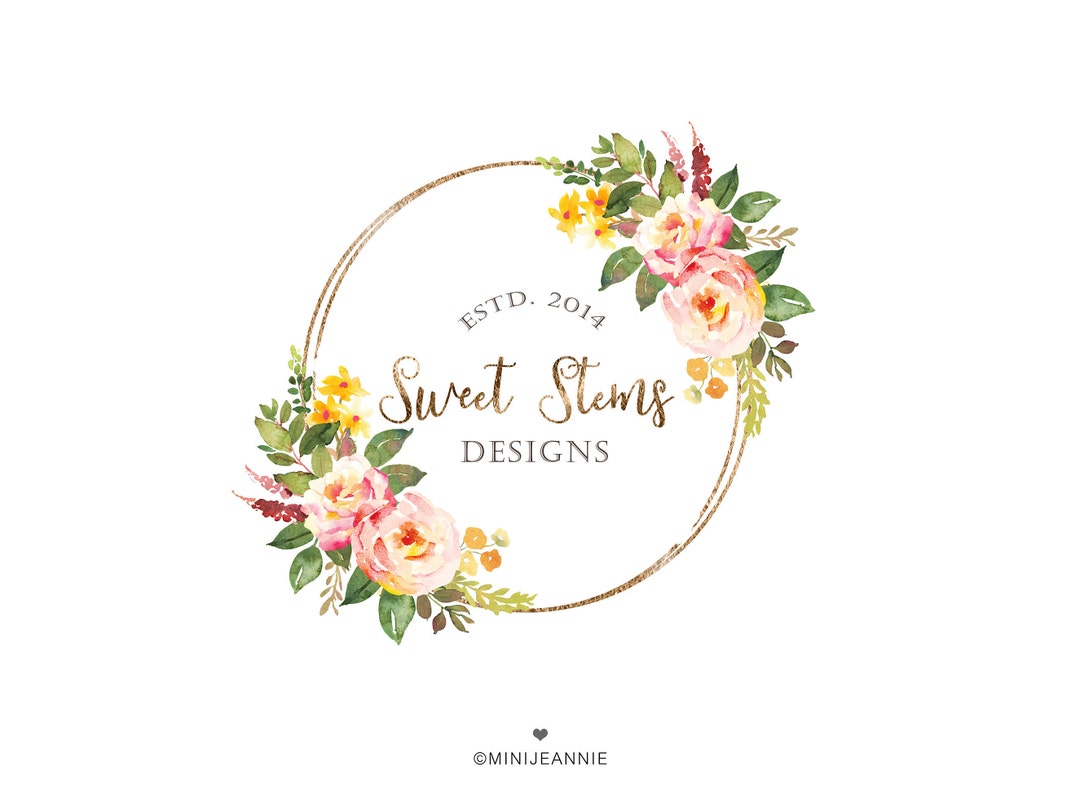 Circle Floral Logo-flower Logo-round Floral Logo-floral Logo-bright ...