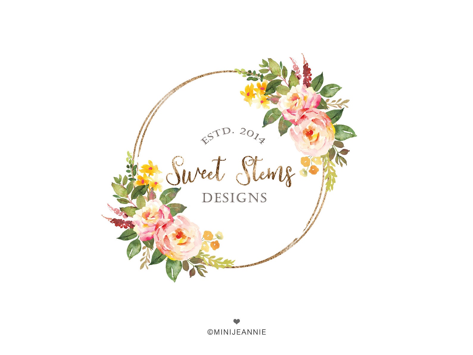 Circle Floral Logo-flower Logo-round Floral Logo-floral - Etsy