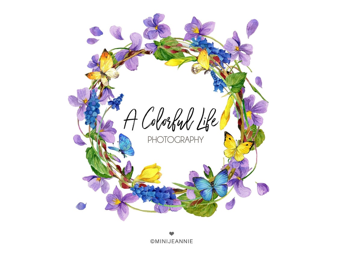 Floral Wreath Logo-floral Logo-colorful Floral Logo-flower | Etsy