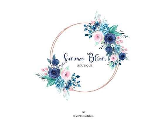 Floral Logo Round Flower Logo Circle Logo Wreath Logo | Etsy