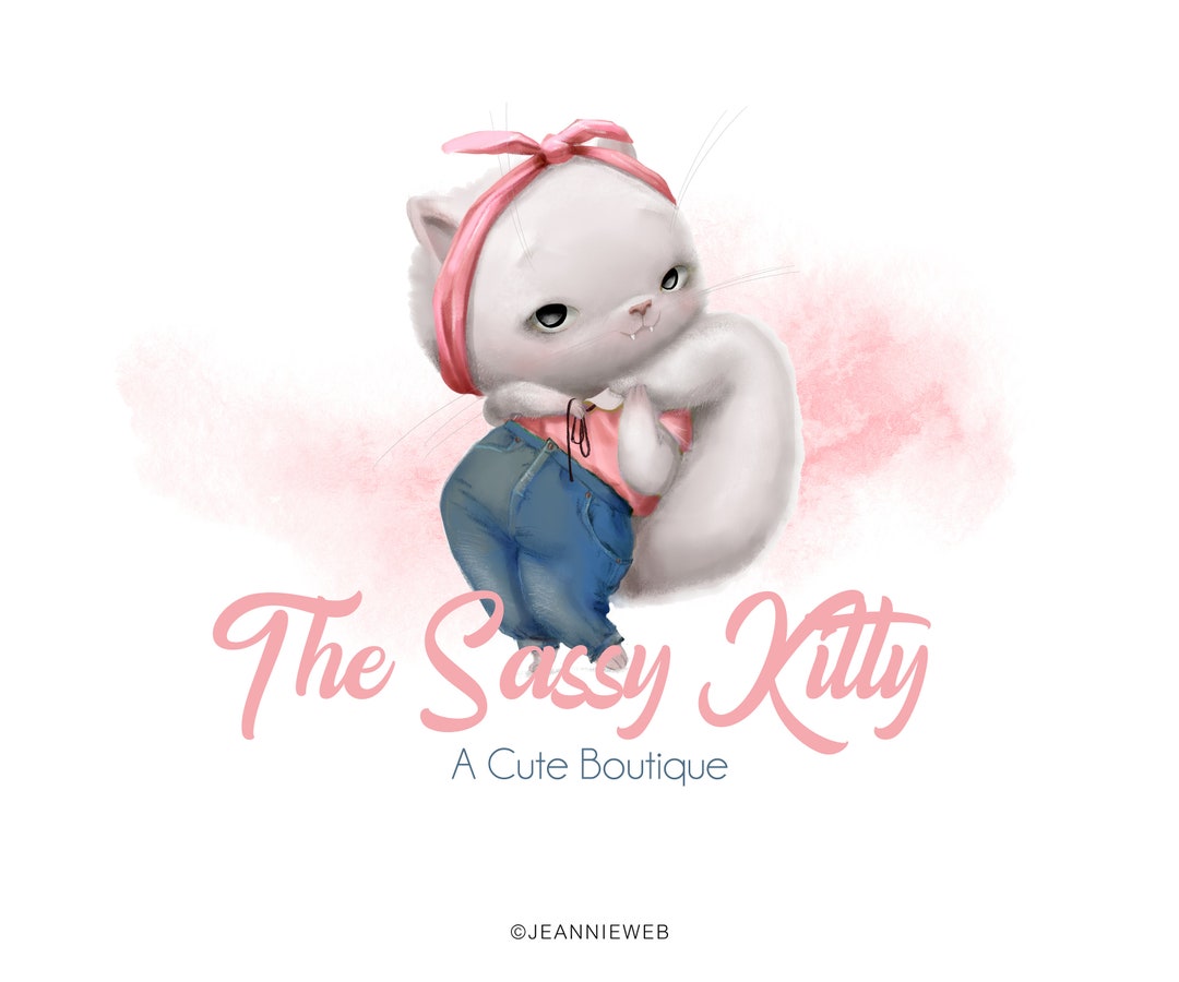 Kitten Logo, Clothing Boutique Logo, Kitty Logo, Cat Logo, Kids Logo ...