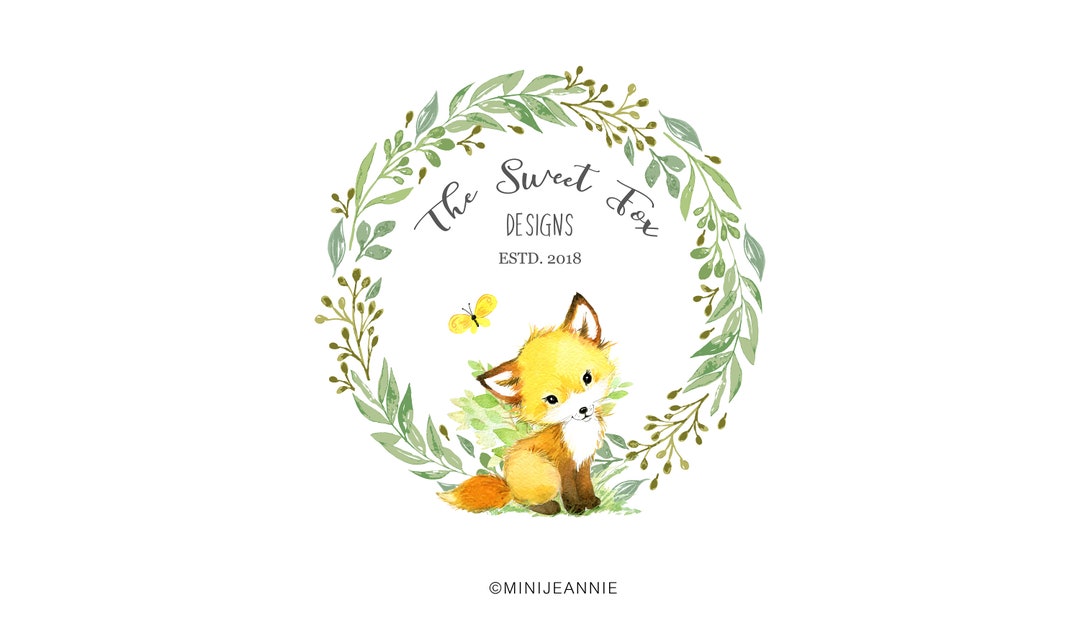Fox Logo-wreath Logo-animal Logo-forest Logo-nature Logo-modern Logo ...