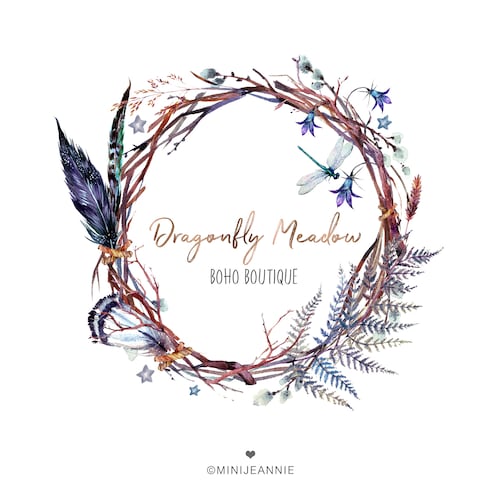 Boho Floral Logo Bohemian Logo Boho Wreath Logo Logo Design - Etsy