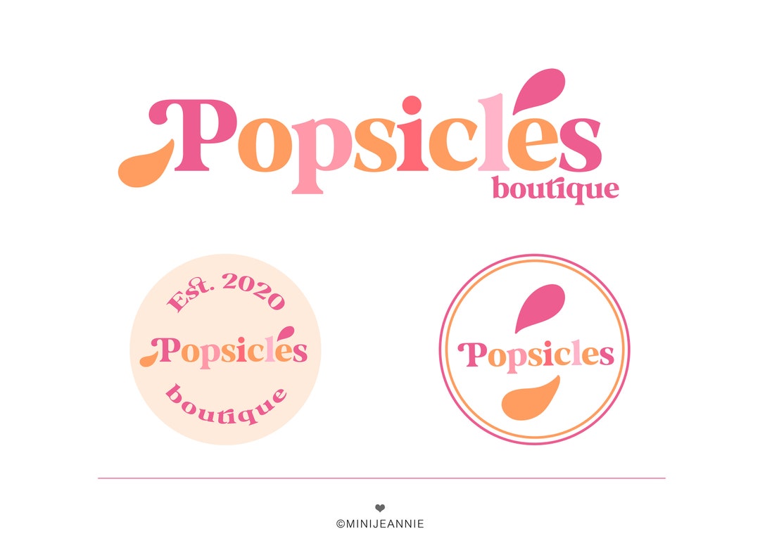 Retro Boho Logo, Groovy Logo, 70's Logo Design, Fun Bright Logo, Hippie ...