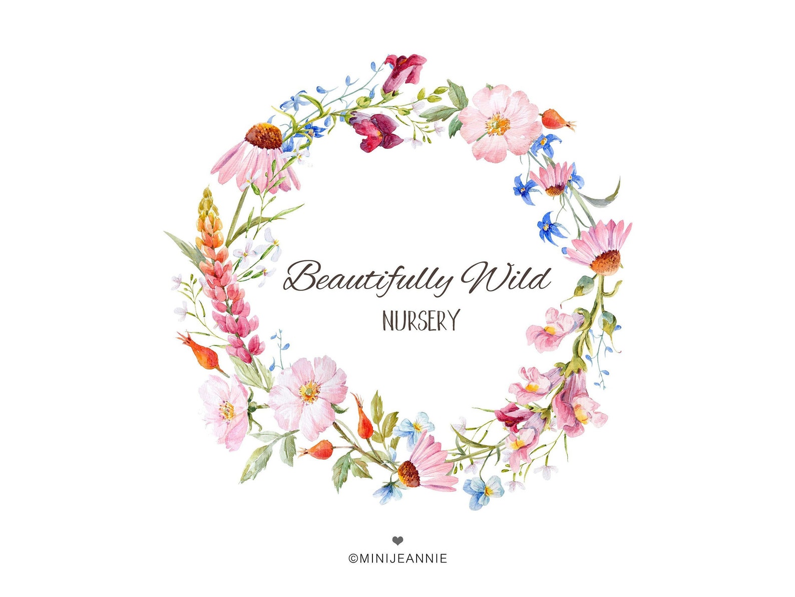 Floral Logo-wreath Logowildflower Logo-wildflower Wreath | Etsy