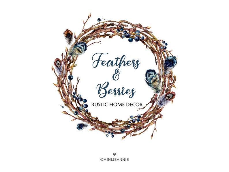 Premade Logo-boho Wreath Logo-twigs Wreath Logo-twigs - Etsy