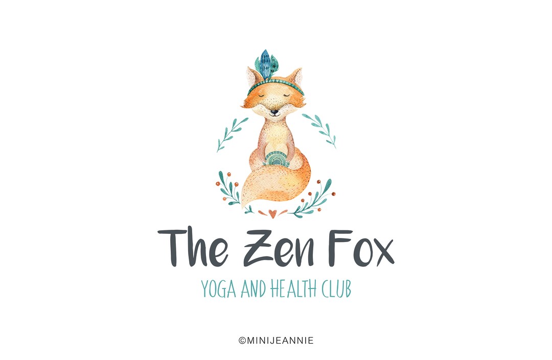 Fox Logo-animal Logo-boho Logo-rustic Logo-nature Logo-meditation Logo ...