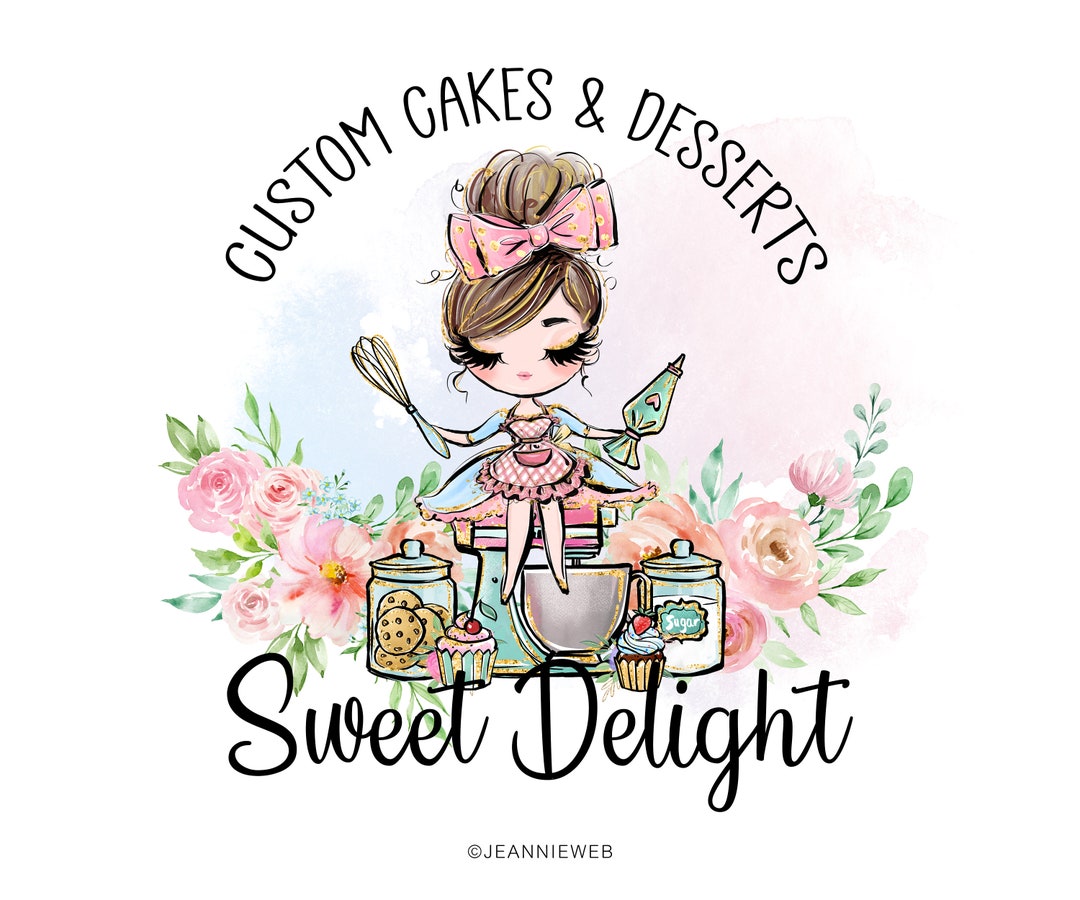 Baking Girl Logo, Mixer Logo Design, Cake and Sweet Shop Logo, Whisk ...