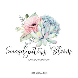 Floral Logo-succulent Logo-rustic Flower Logo-boho Flower Logo-etsy ...
