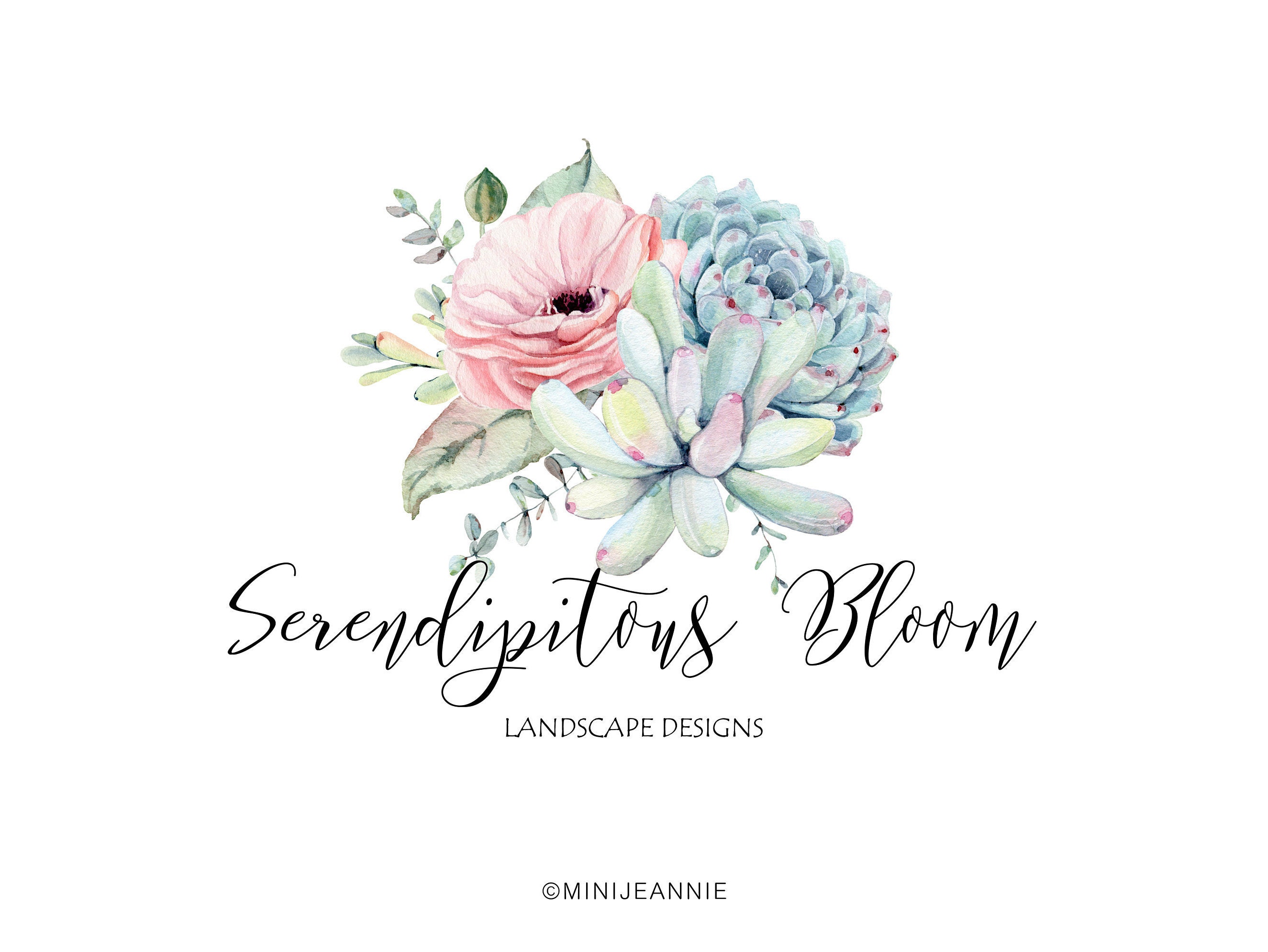 Floral Logo-succulent Logo-rustic Flower Logo-boho Flower Logo-etsy ...