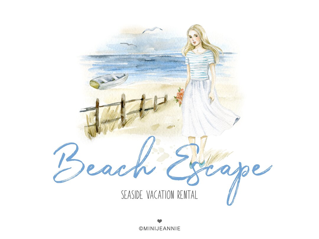 Beach Logo, Woman Logo, Travel Logo, Travel Blogger Logo, Holiday ...
