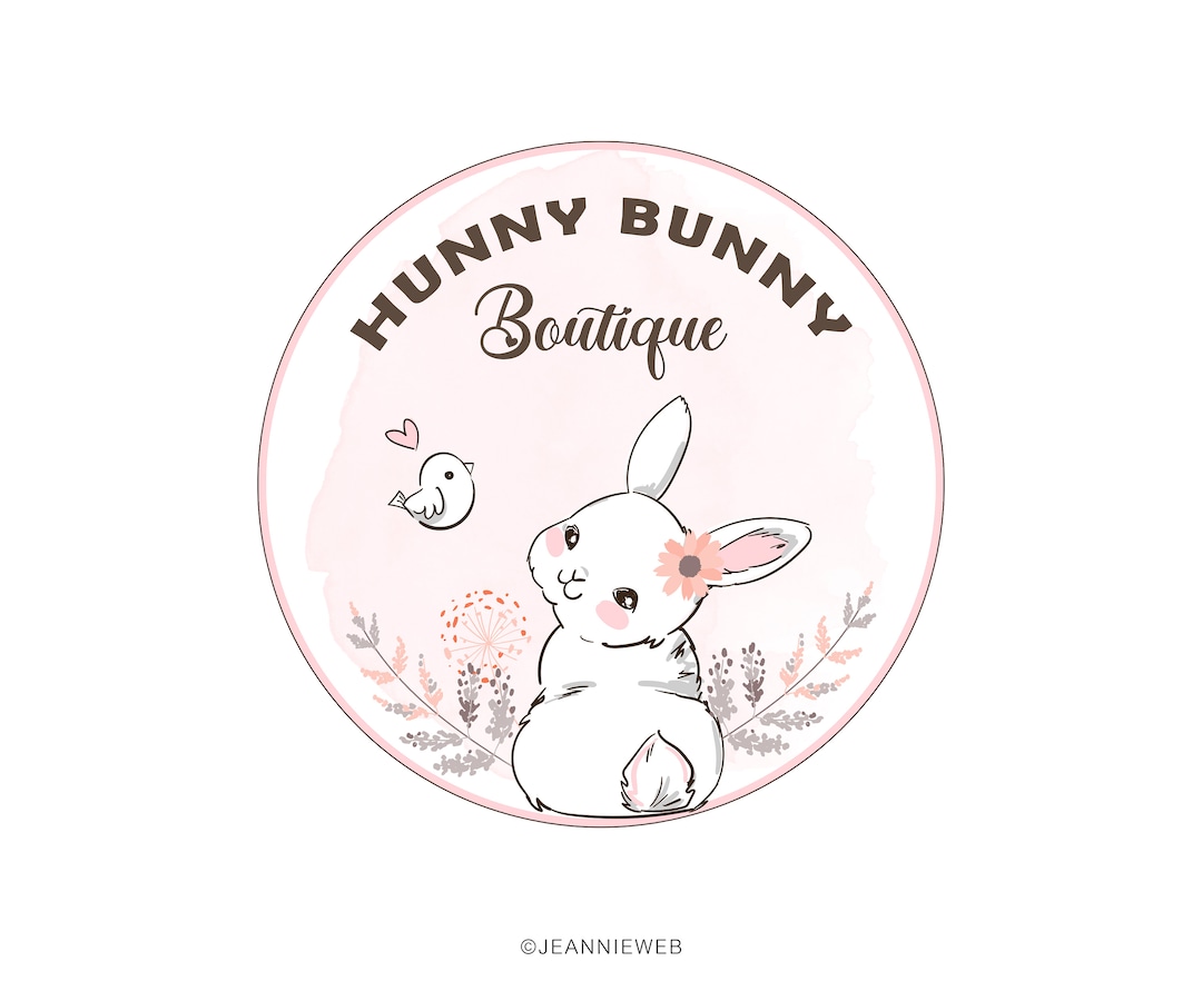 Rabbit Logo - Bunny Logo - Cottontail Logo - Baby Boutique Logo - Cute ...