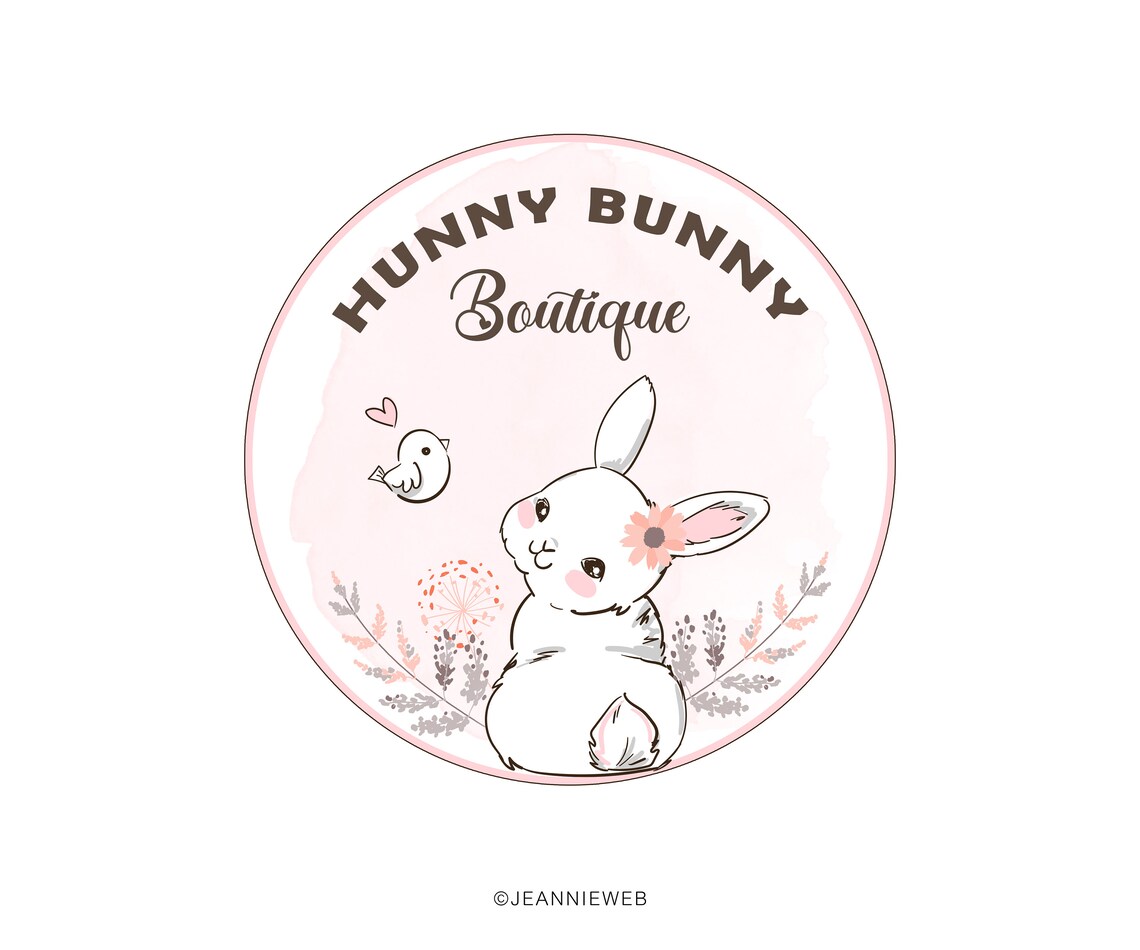 Rabbit Logo - Bunny Logo - Cottontail Logo - Baby Boutique Logo - Cute ...